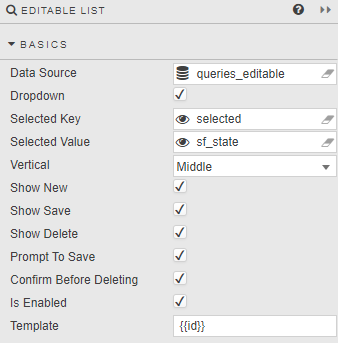 Editable List - kdb products